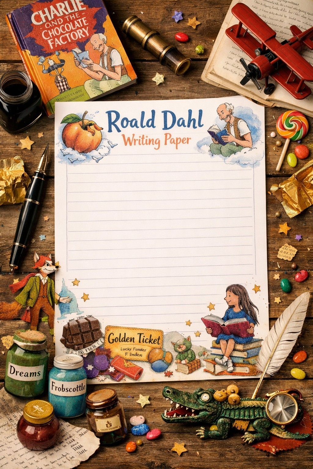 roald dahl writing paper 24h Delivery from $10 | No AI